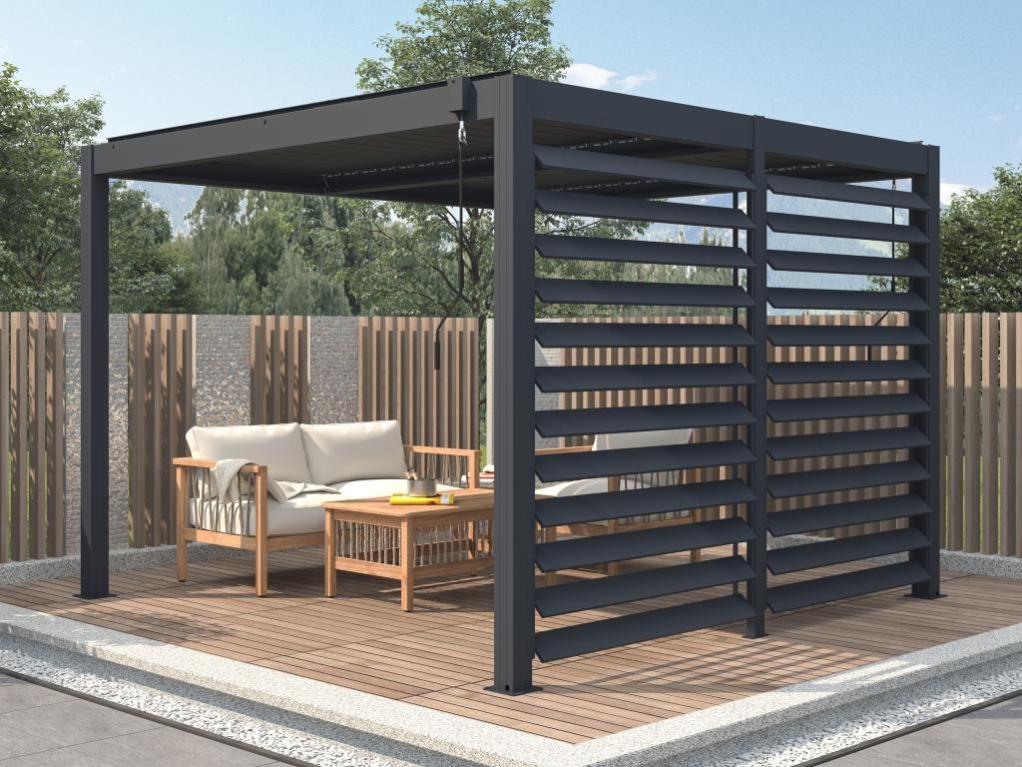 Celosía orientable de aluminio para pérgola bioclimática antracita ...