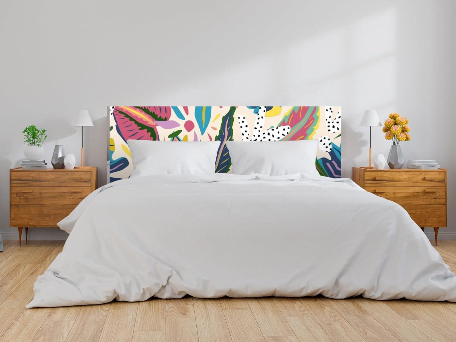 Oedim Cabecero Cama PVC Hojas Tropicales Abstracto Multicolor, 150x60cm ...