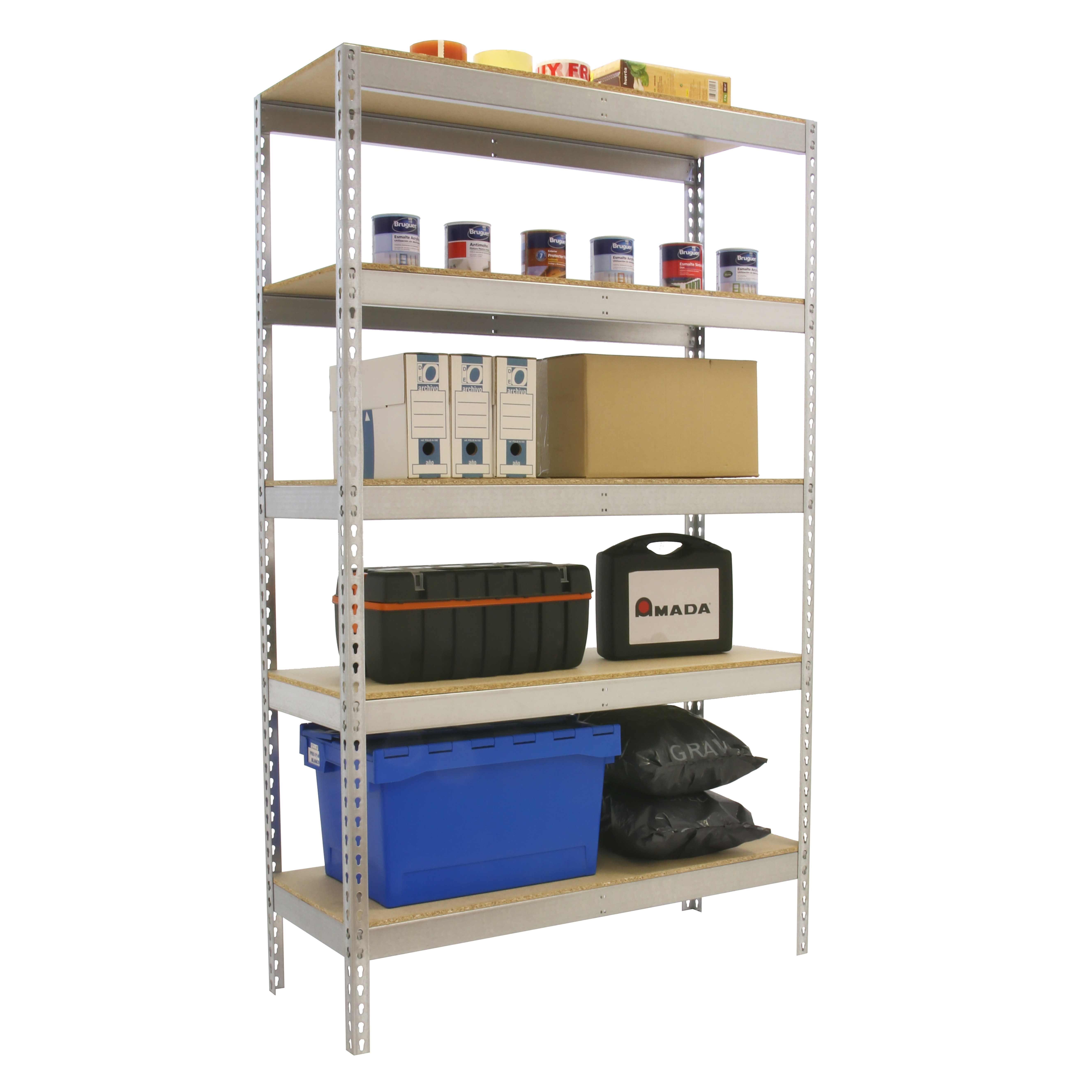 Rayonnage En Métal Simonforte 2406-5 Avec Plateaux En Bois Galvanisé ...