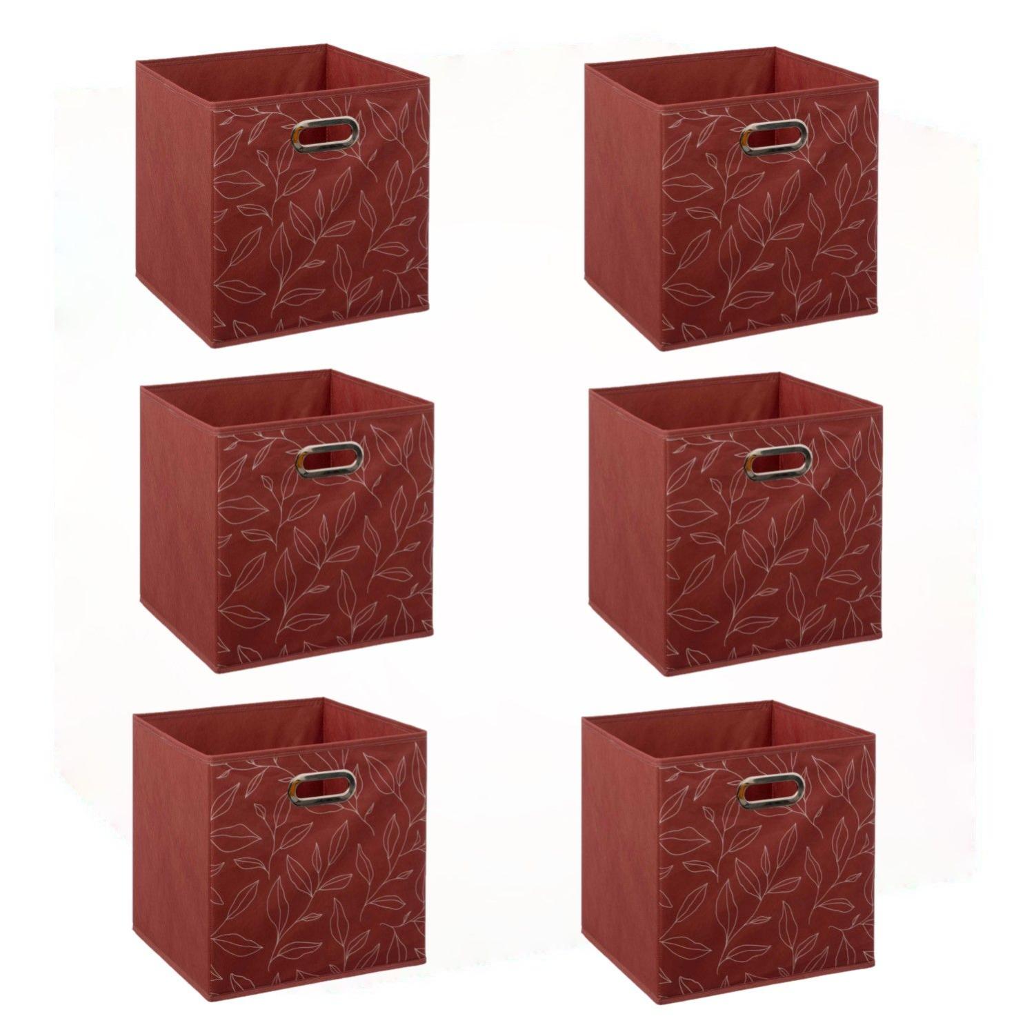 Lot de 6 boites de rangement en tissu Minimalist - 31x31x31cm - Rouge ...