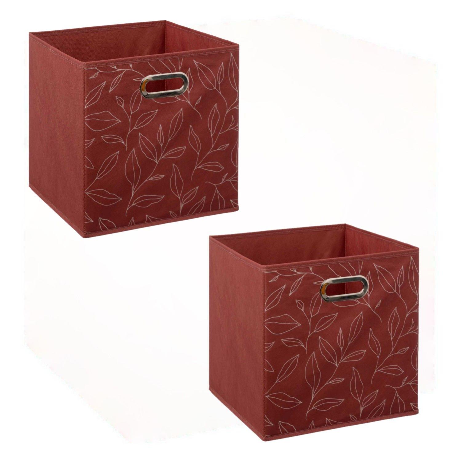 Lot de 2 boites de rangement en tissu Minimalist - 31x31x31cm - Rouge ...