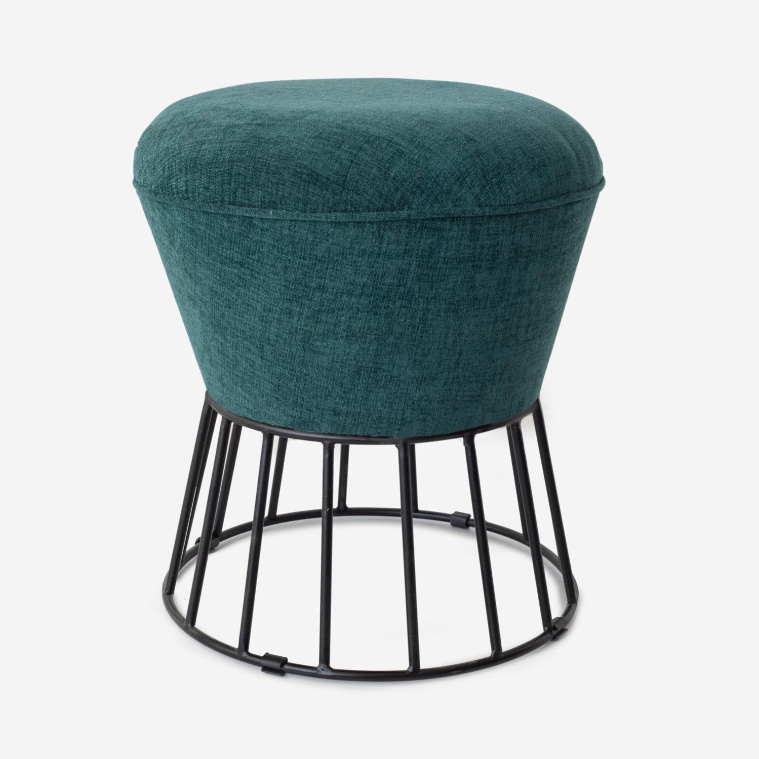 POUF TURQUOISE AVEC BASE MÉTALLIQUE NOIRE Ø40X45CM | Leroy Merlin