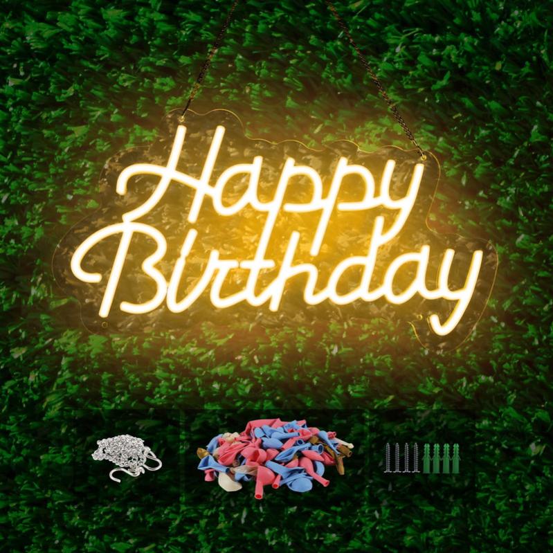 Happy Birthday Neon Mural, LED Néon Décoration Happy Birthday Neon Led ...
