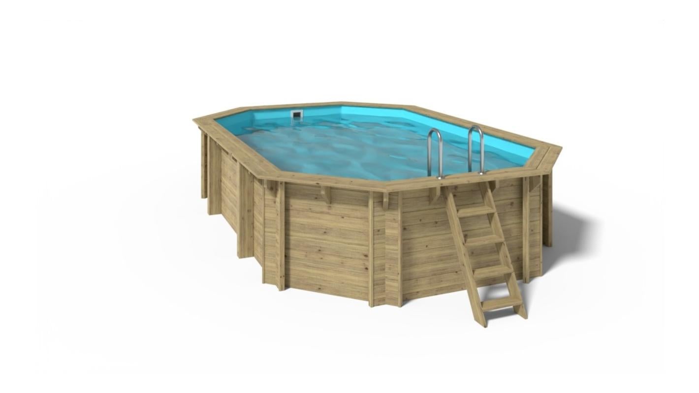 Piscina in legno 5,86x3,86 - H.1,32 m - con filtrazione e locale ...