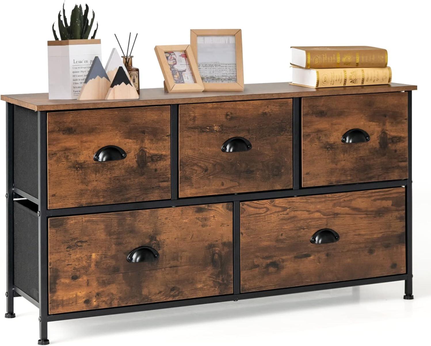 Commode à 5 tiroirs, Commode avec tiroirs Pliables, Patins réglables ...