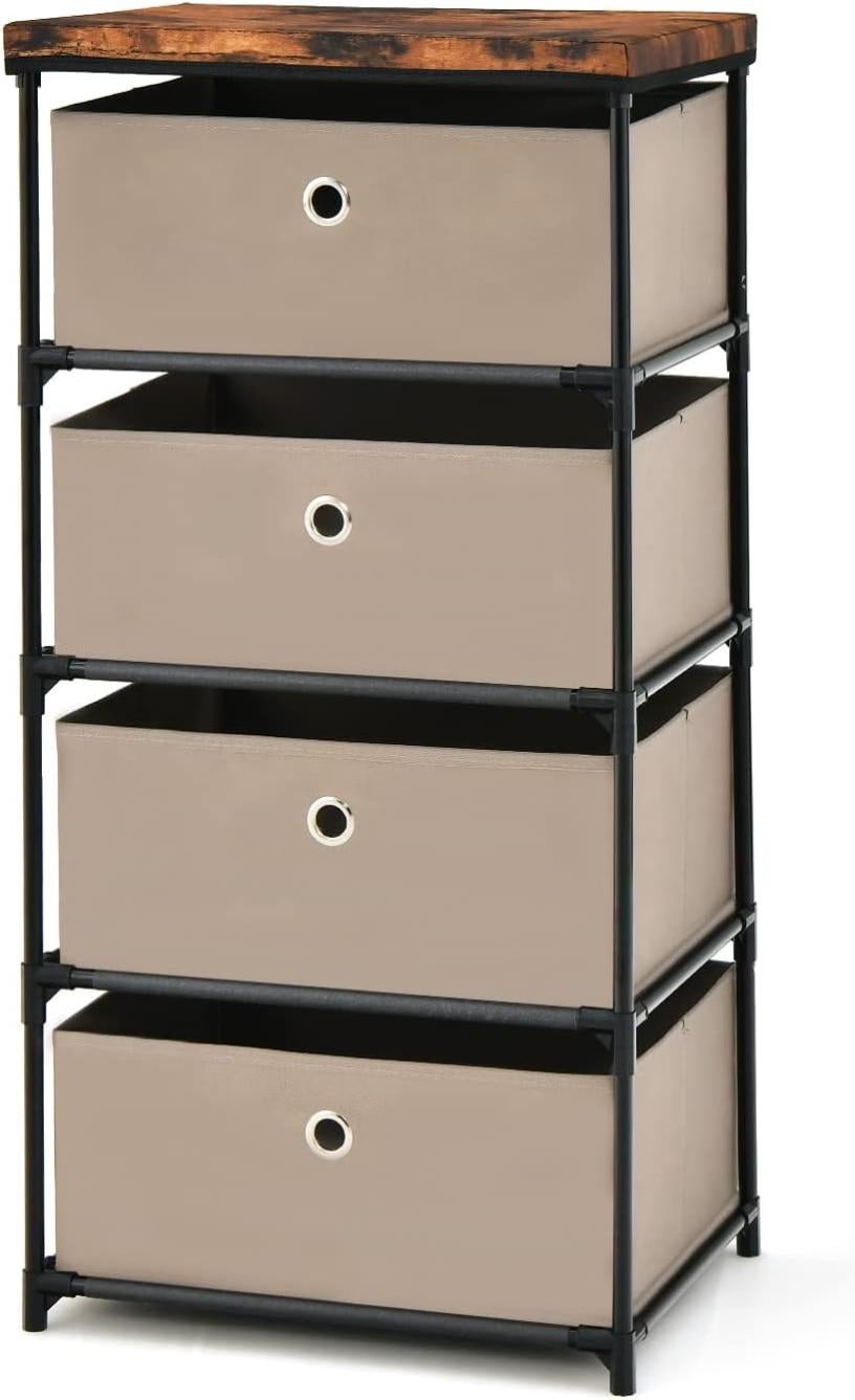 Commode de Rangement 4 Tiroirs, Meuble de Rangement avec Tiroirs en ...