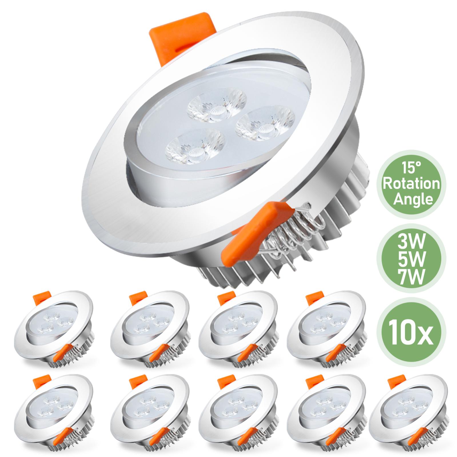 Lot de 10 Spots Encastrable LED Intégrés Spots à encastrer Blanc chaud LED spots orientables ...