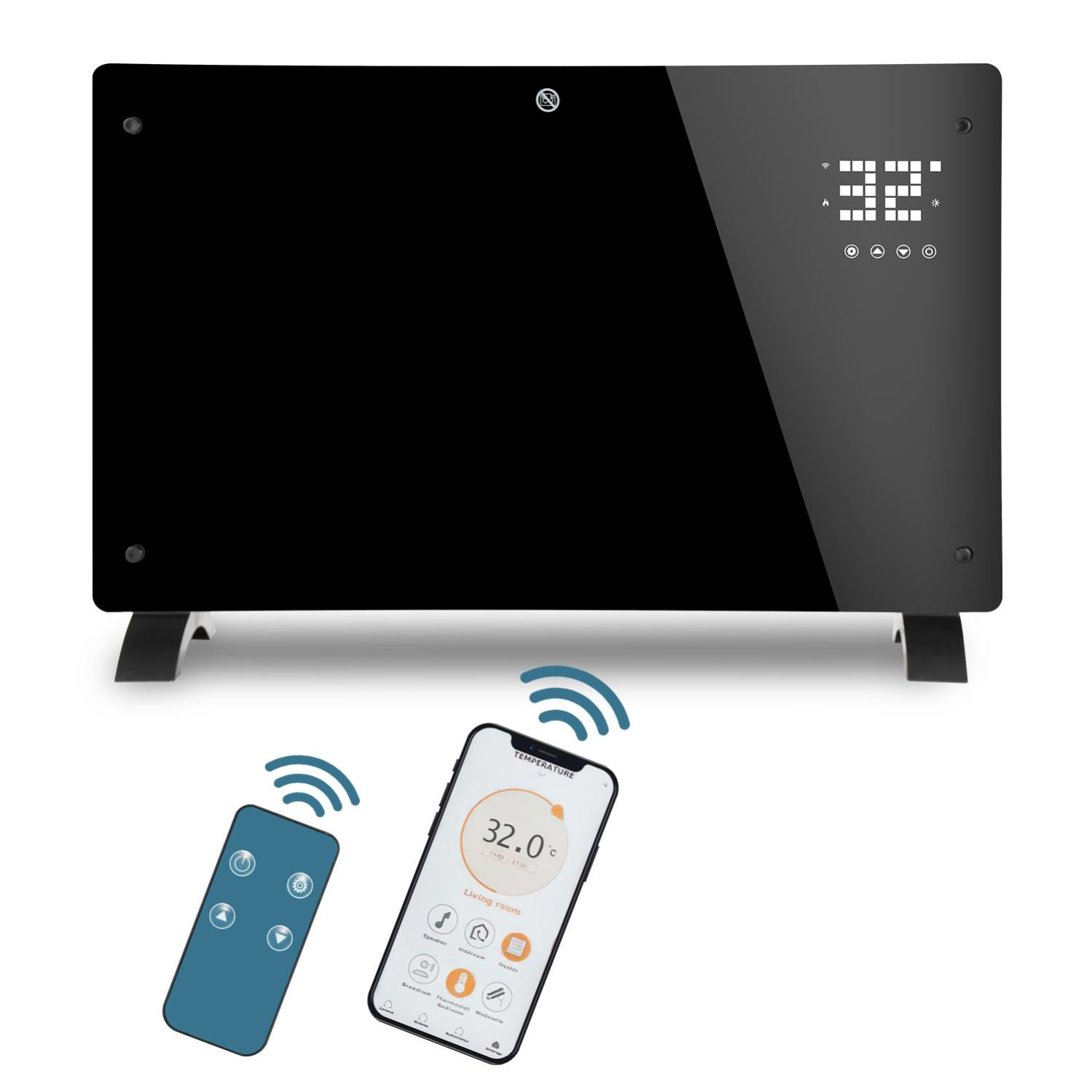 Radiateur en verre 2000W électrique,Minuteur 24h,écran Chauffage avec ...