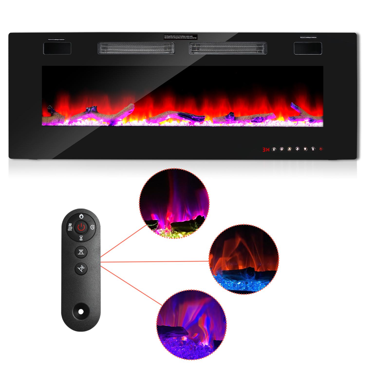 Cheminée électrique avec chauffage et feu de cheminée LED - Feu ...