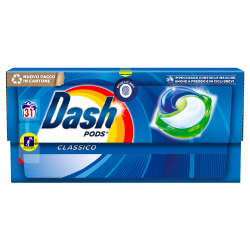 Dash pods classico detersivo bucato lavatrice in capsule - 31 lavaggi ...