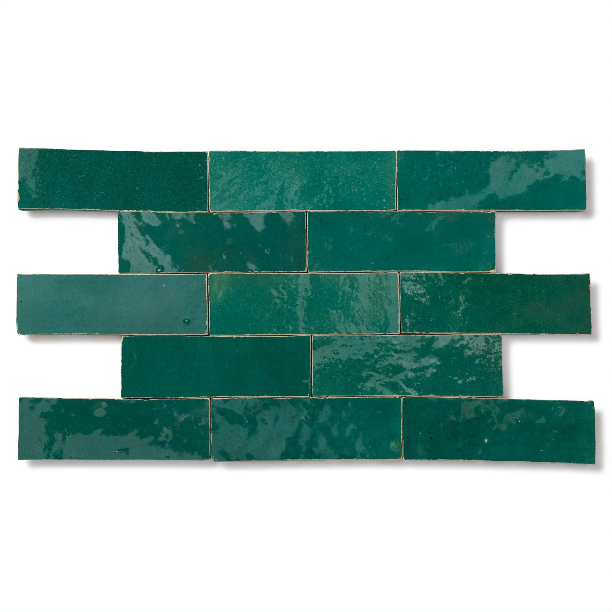 Zellige Marocain Artisanal Véritable - Vert Emeraude 5x15 cm - Terre ...