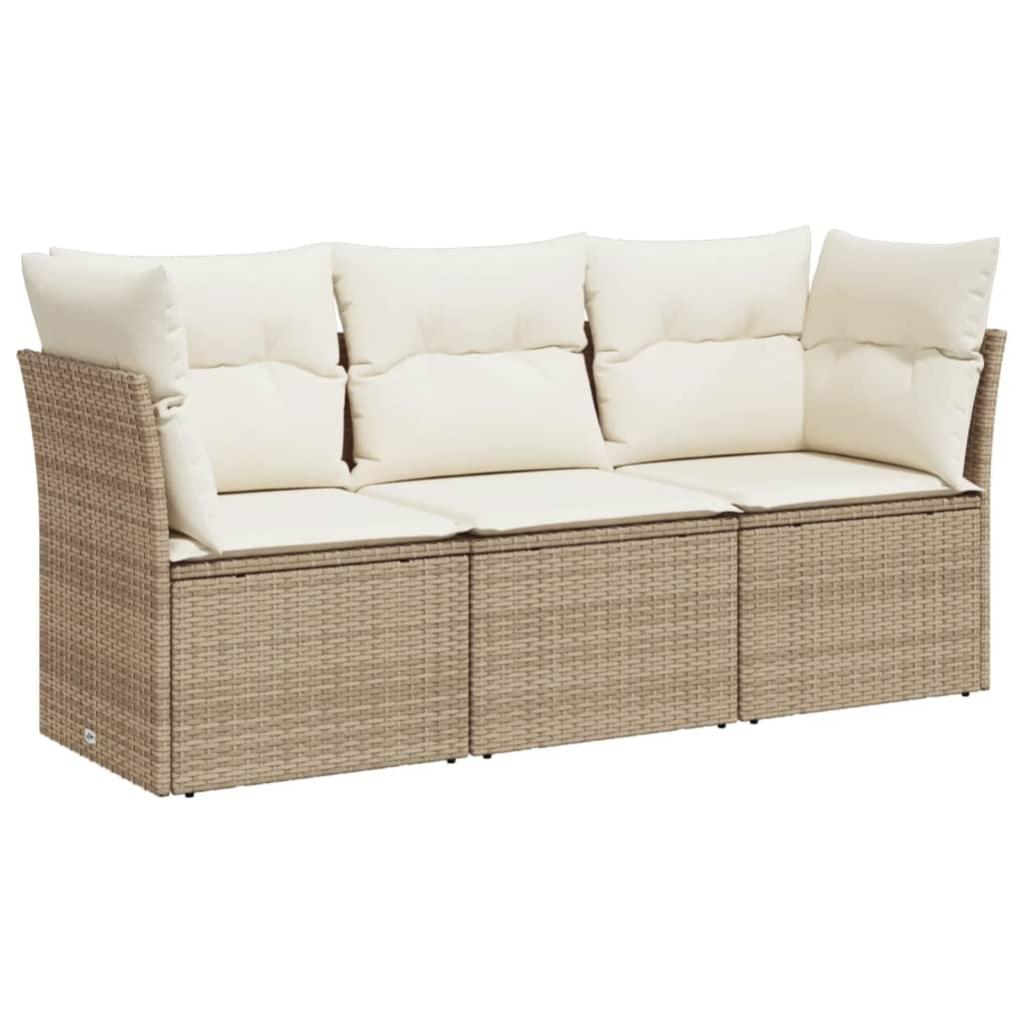 Salon de jardin avec coussins 3 pcs beige résine tressée | Leroy Merlin