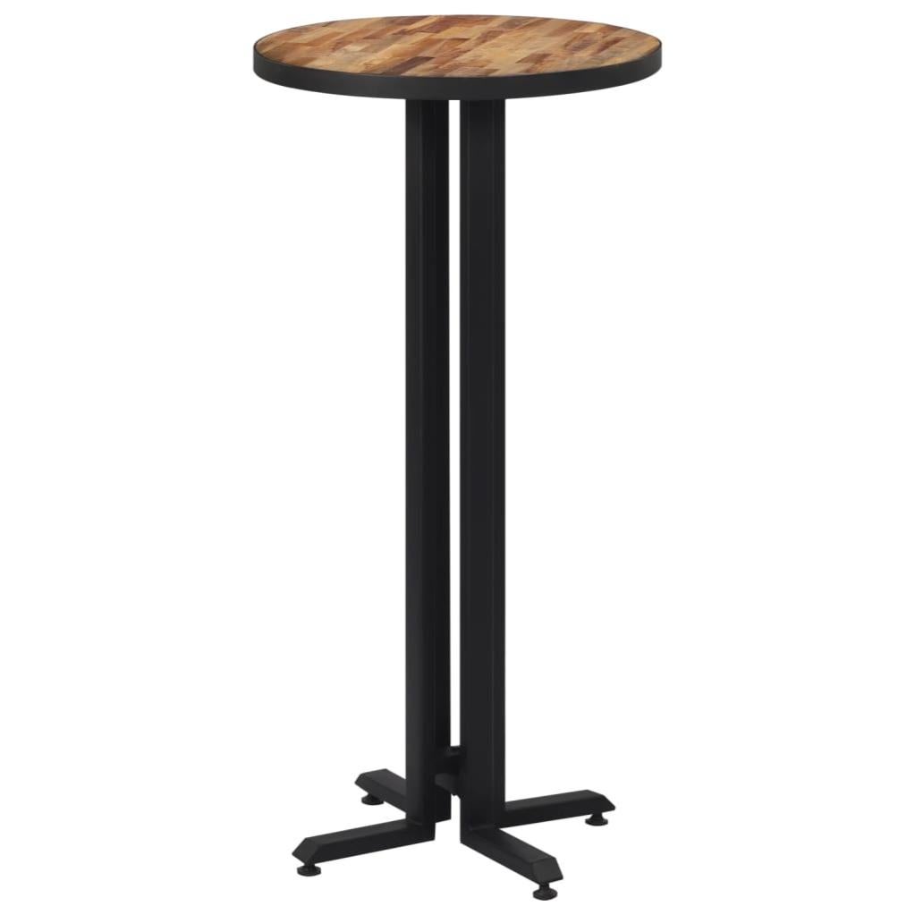 Table de bar ronde Ø55x110 teck de récupération massif | Leroy Merlin