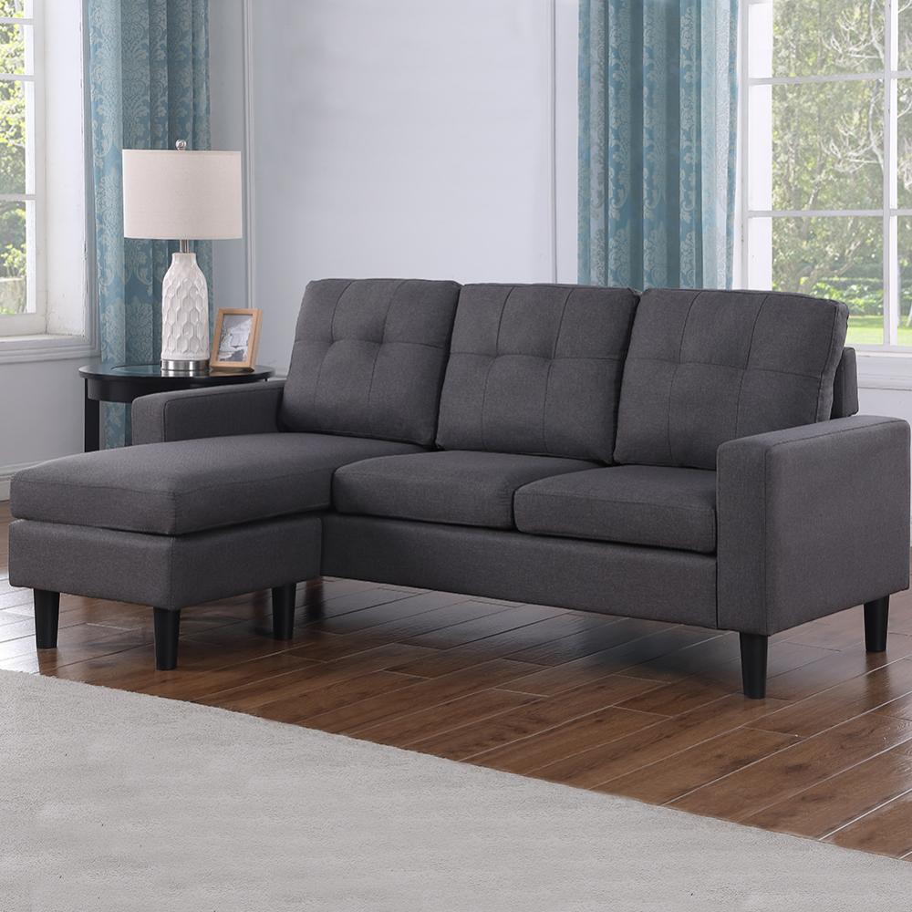 Divano con Penisola Reversibile Mobile e Cuscini Imbottiti Sofa 4 Posti ...