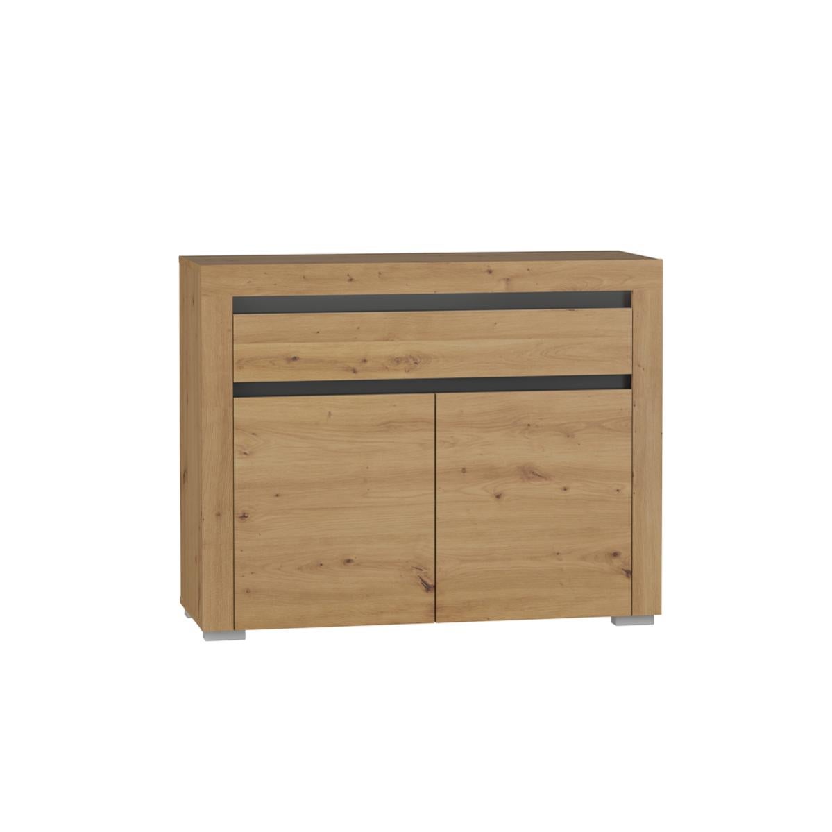 Buffet 2 portes 1 tiroir LED inclus Kasla Bois et Anthracite | Leroy Merlin