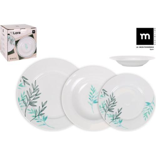 VAJILLA REDONDA 18 PIEZAS COLECCIÓN LORA | LA MEDITERRANEA | Leroy Merlin
