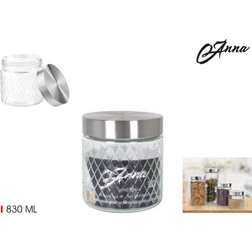 Bote Anna Anna Con relieve Ø 11 x 12 cm Acero Vidrio (830 ml ...