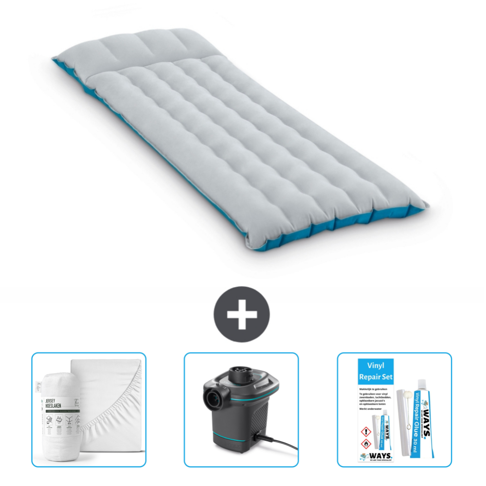 Tapis de Camping Intex - 1 Personne - 67 x 184 x 17 cm - Bleu - Inclus ...