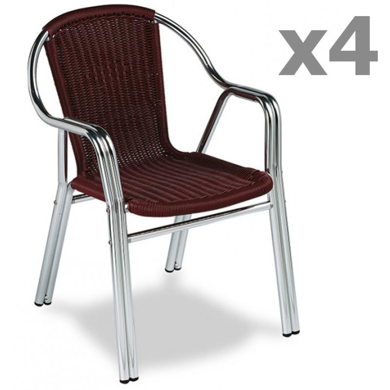 Sillon Bar Aluminio Apilable GRANATE - Lote 4 Uds | Leroy Merlin