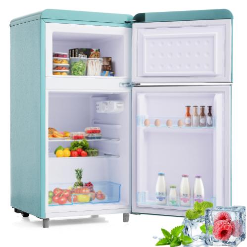 Nevera retro de doble puerta superior e inferior, con una capacidad ...