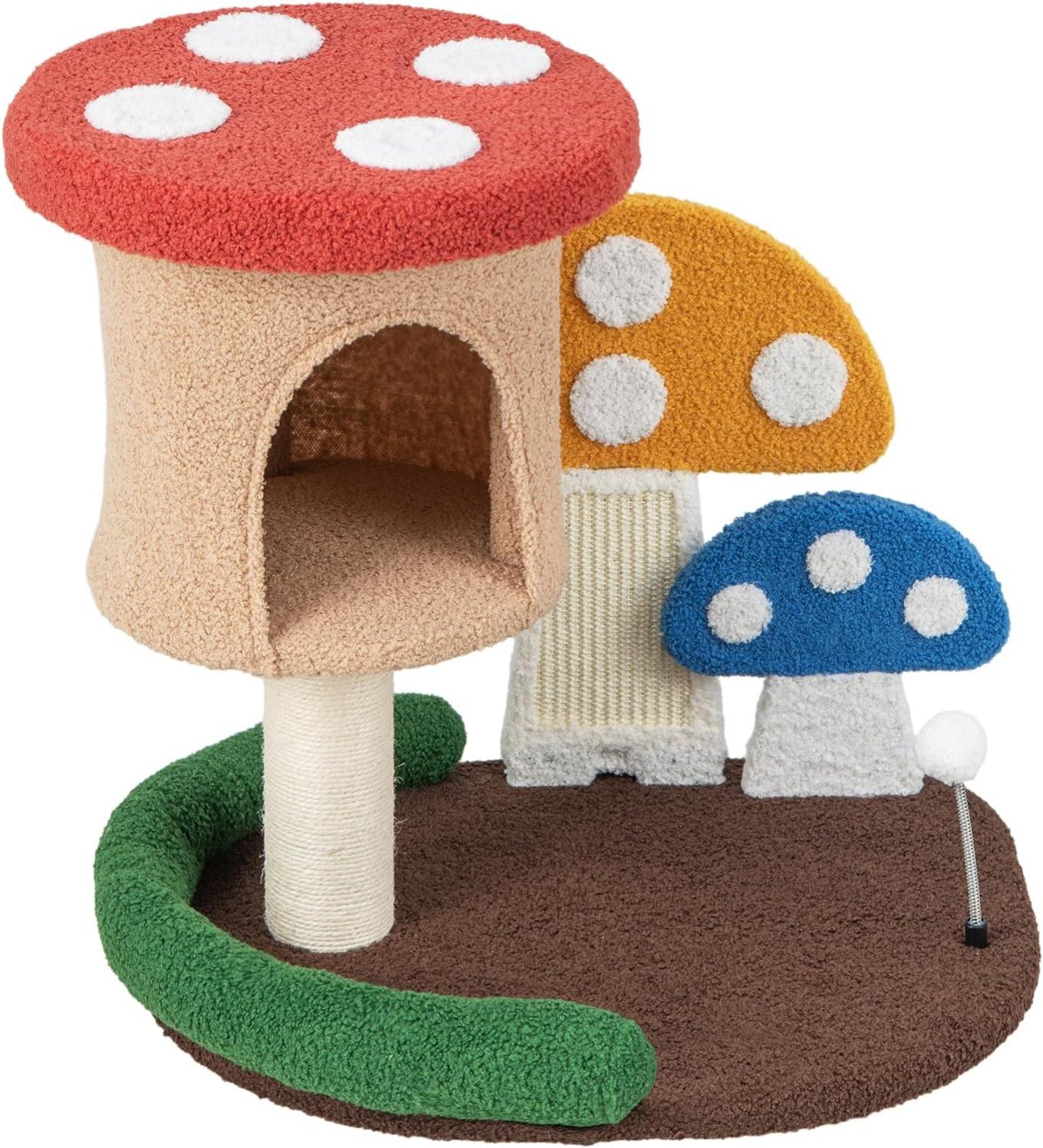 Arbre à Chat, Forme Champignon, avec Poteau en Sisal Enveloppant ...