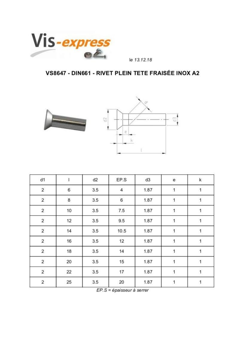 Rivet à frapper Tête fraisée TF Inox A2 4X16 - 10 pièces | Leroy Merlin