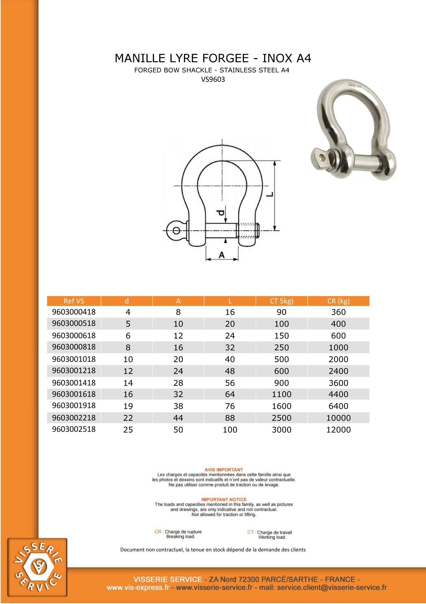 Manille LYRE Forgée Inox A4 Diamètre 12 - 5 pièces | Leroy Merlin