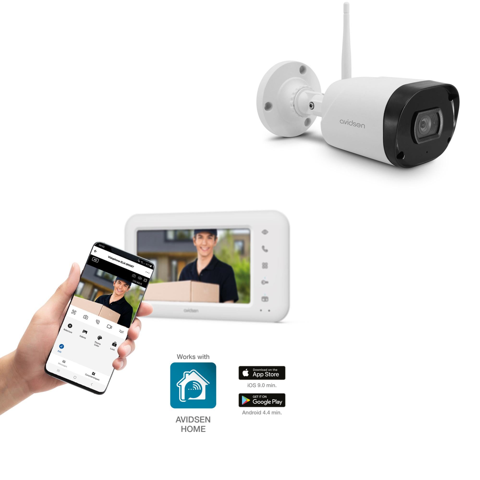 Kit connecté Visiophone Elia Smart + Caméra pour extérieur Avidsen Home ...