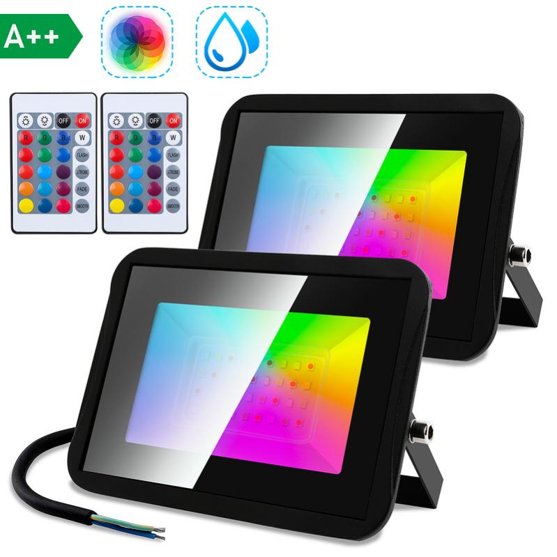 Projecteur à LED RGB Spot extérieur Dimmable Projecteur LED RGB 2x 30W ...