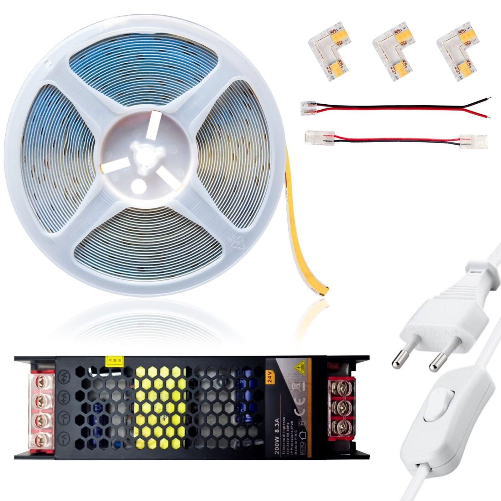 Striscia led bobina COB kit completo Maka 24 V 15W/metro 1500LM/metro 420 led/metro IP 20 ...