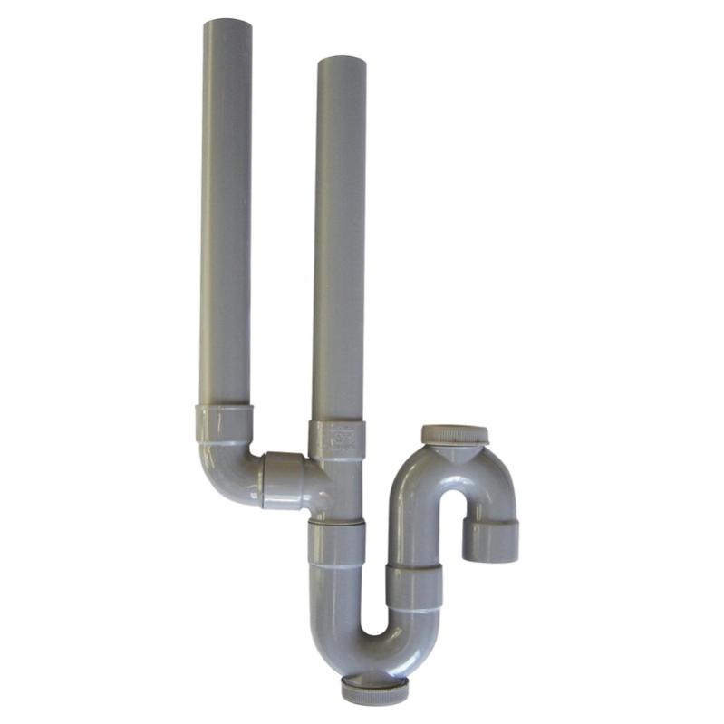 Siphon double de machine à laver en PVC sortie verticale Ø40 | Leroy Merlin