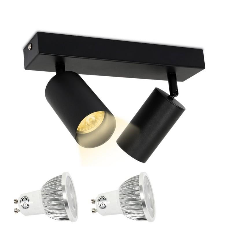Spot de plafond tournante GU10 métal lustre plafond Plafonnier LED noir ...