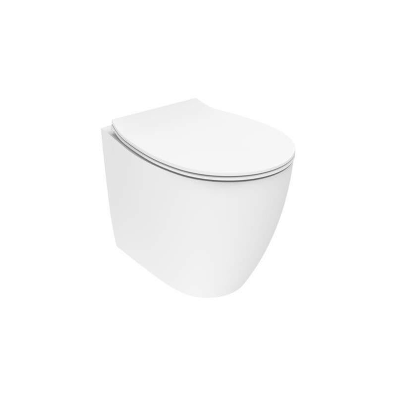 WC au sol pour installation dos au mur en blanc mat avec une profondeur ...