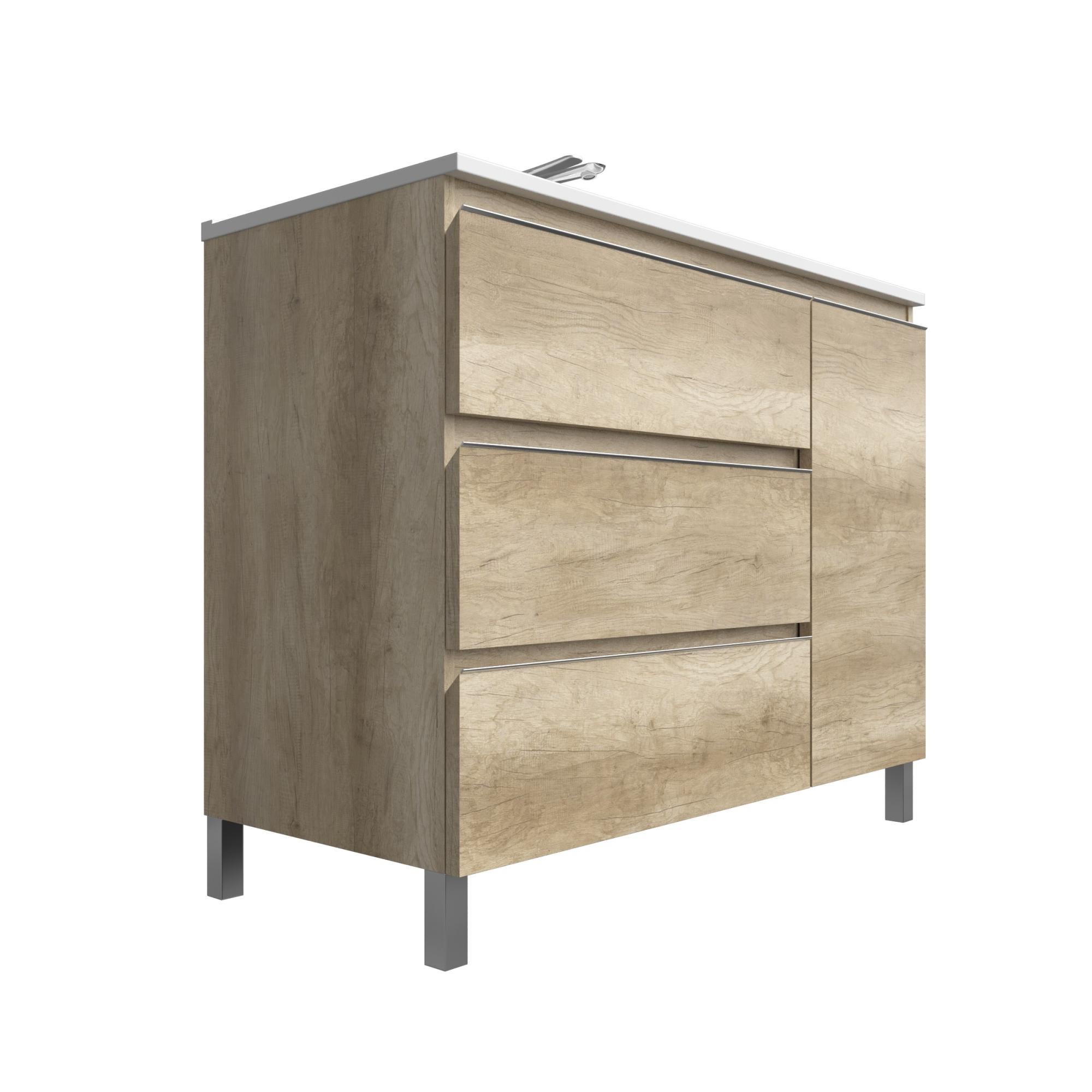 Mueble de Baño de alta calidad con 3 cajones y Lavabo Porcelánico ...