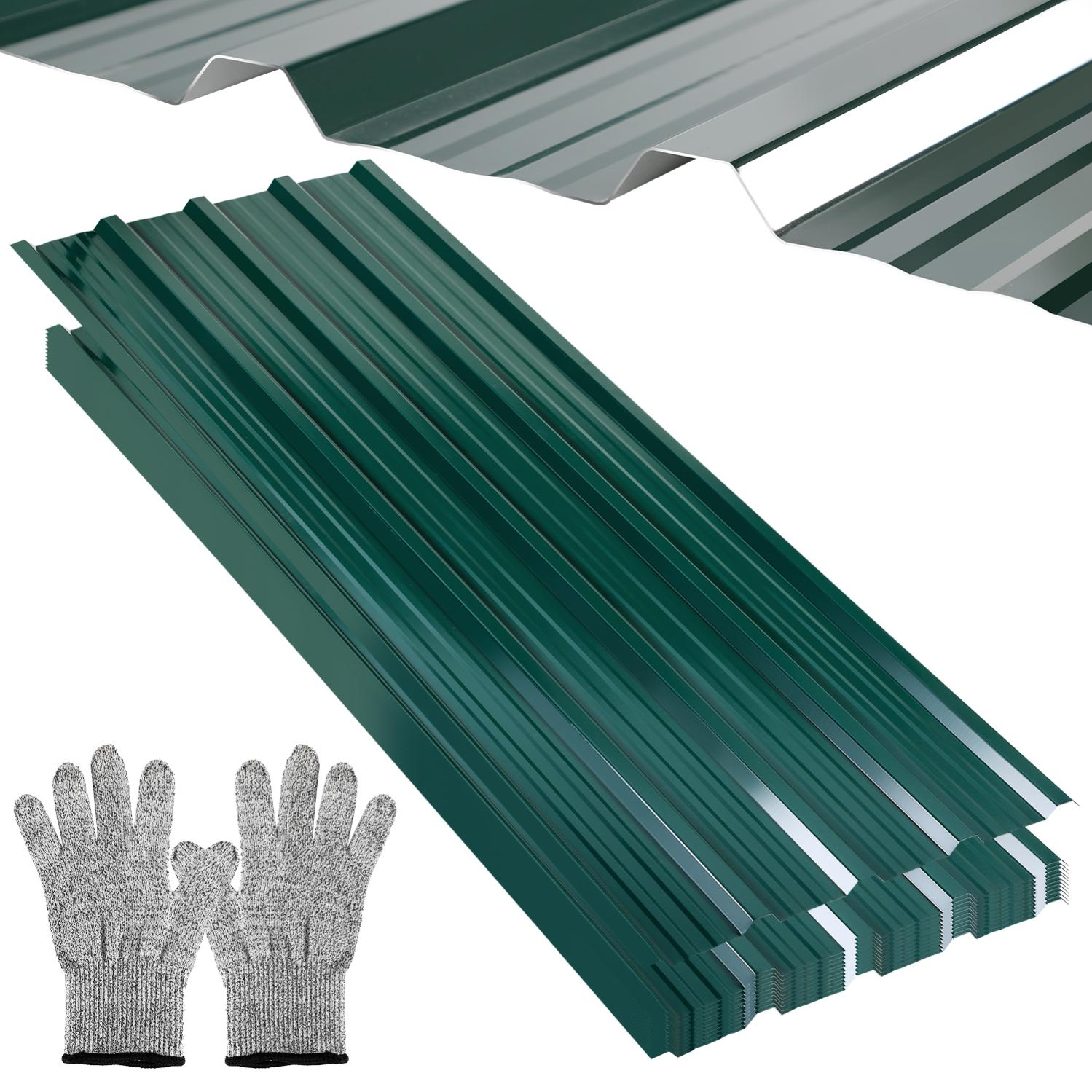 Panneaux de toiture 129x46cm Vert Tôle bac acier galvanisé (36pcs = 21 ...