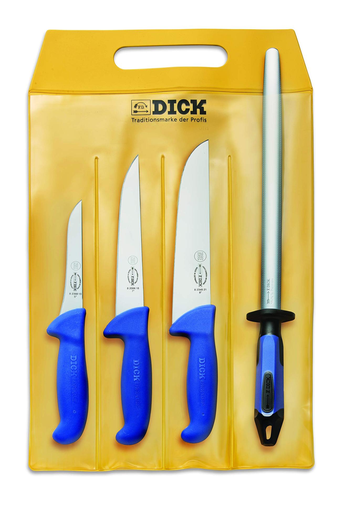 F.DICK Set coltelli ErgoGrip 4 pezzi (3 coltelli per macellaio ...