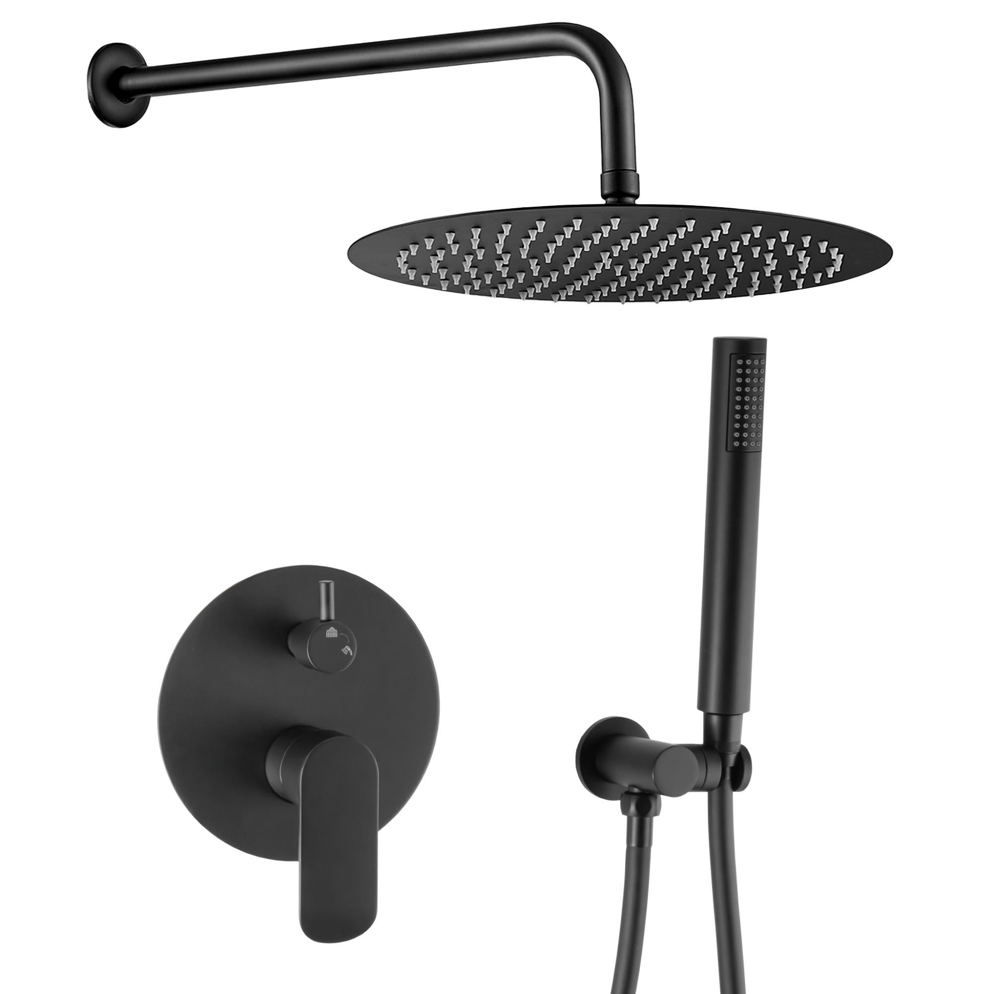 VALAZ Doccia monocomando da incasso a parete tonda nero opaco serie ...