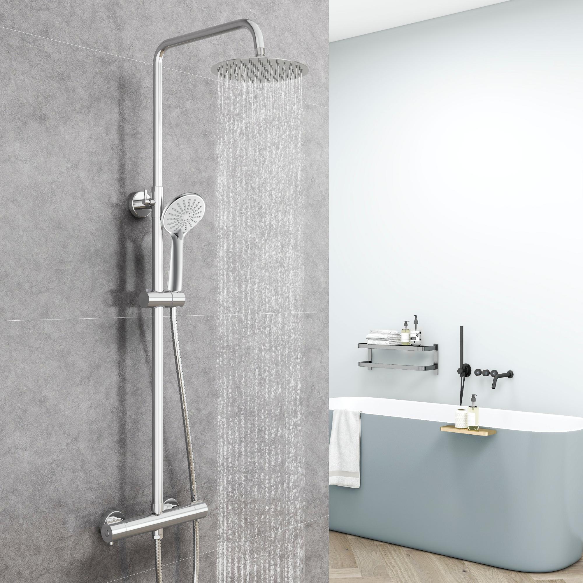 AICA Colonne de douche thermostatique cascade avec douchette à main ...