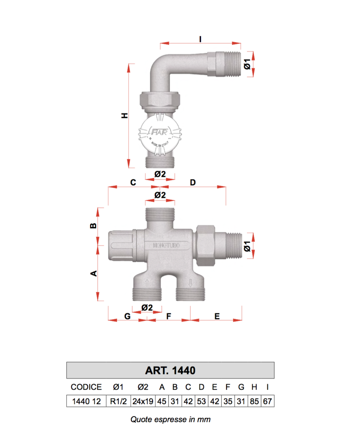 Vanne monotube GRT thermostatisable chromée FAR 1440 - 1/2" | Leroy Merlin
