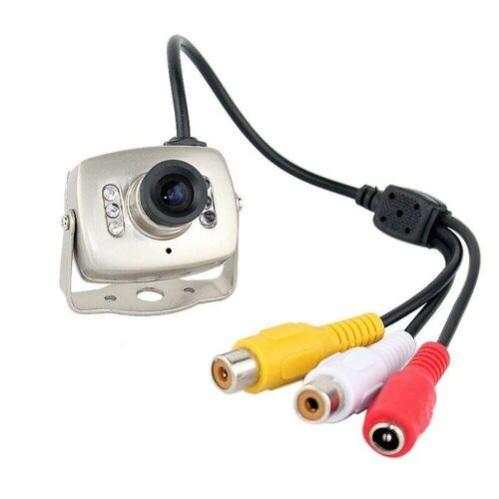 MINI MICRO TELECAMERA CAMERA A COLORI 6 LED IR AUDIO VIDEO MICROFONO ...
