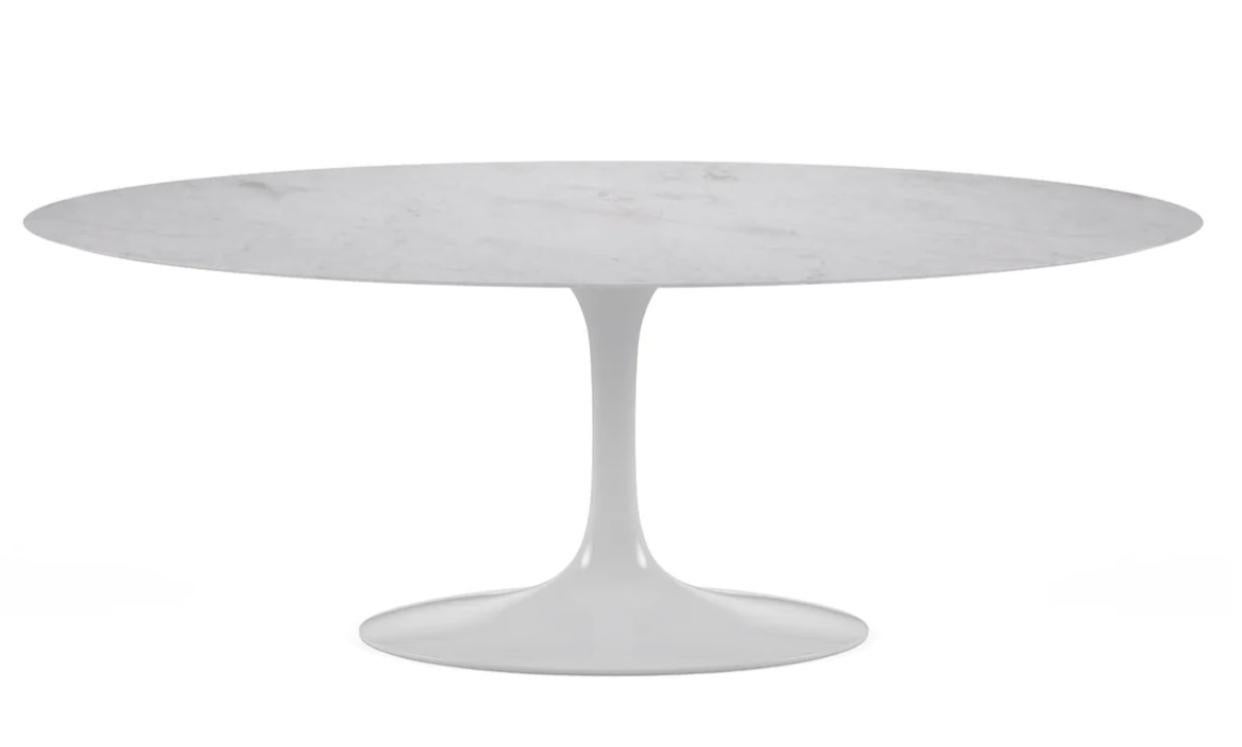 Table tulipe ovale-Plateau Blanc brillant-Largeur 200 cm-Piètement Blanc brillant | Leroy Merlin