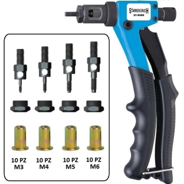 Rivettatrice professionale per rivetti filettati da M3 a M6 + 40 ...