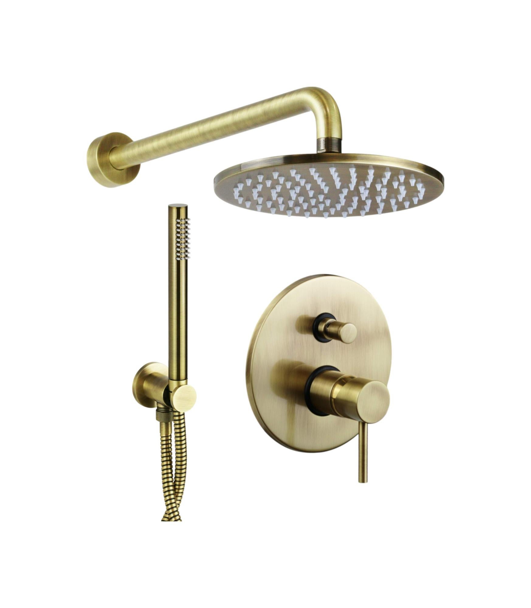 Kit doccia completo in colore bronzo soffione 200 mm Pollini Jessy ...