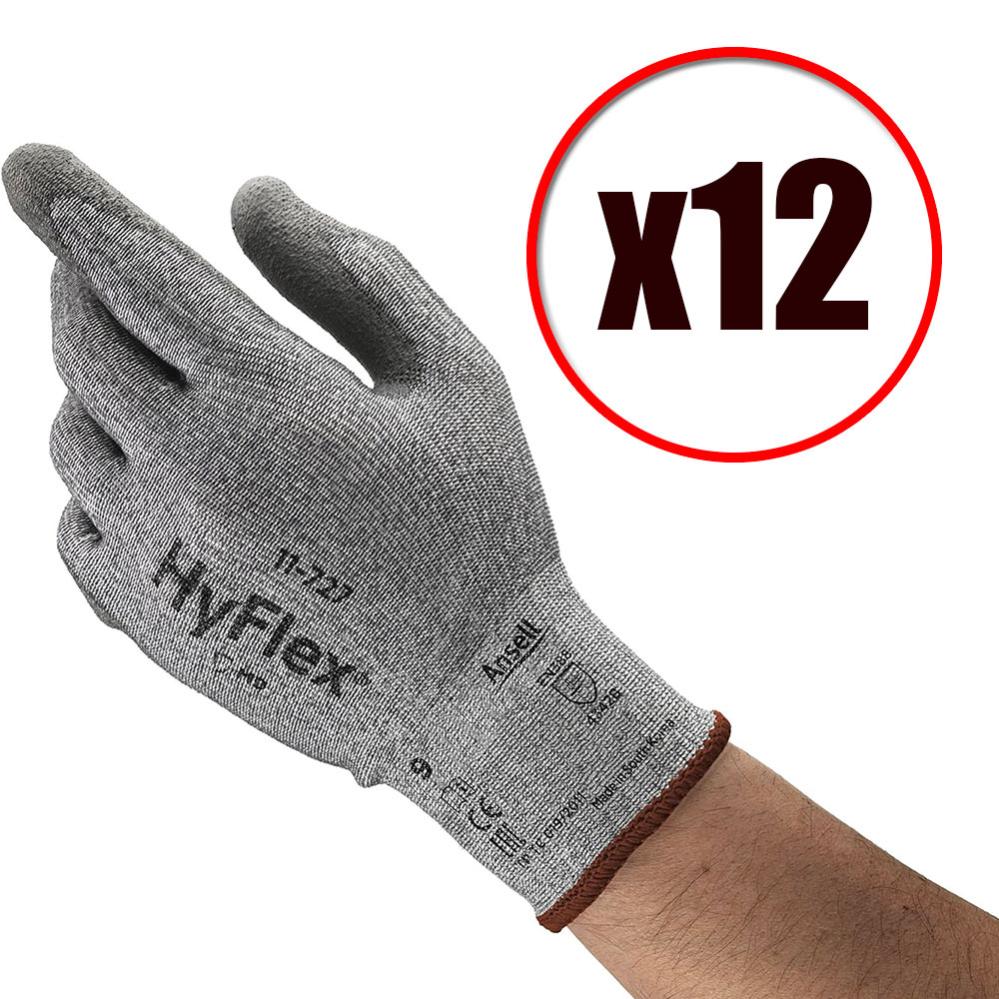 Lot de 12 paires de gants de travail en PU tricot Hyflex 11-727 EN388 Taille - Taille 9 | Leroy ...