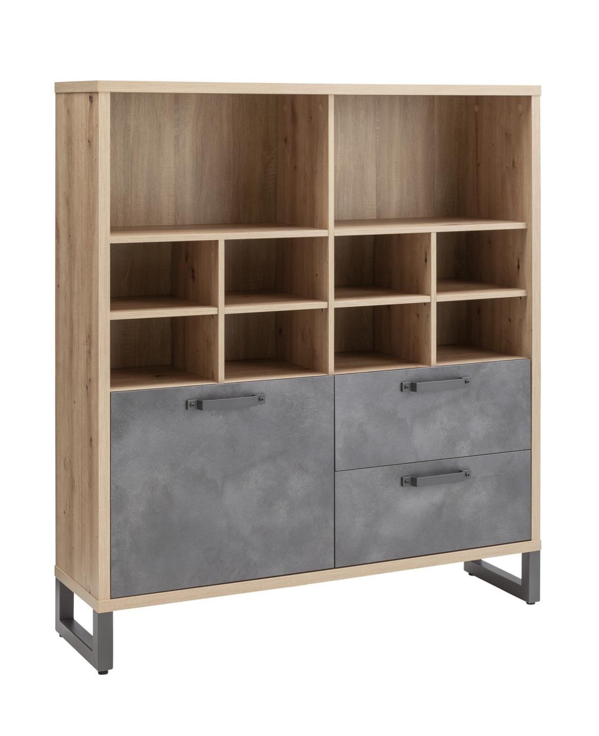 COMPOSAD | Libreria Linea LAFABRICA con 2 Cassetti, 1 Anta e 10 Vani, (LxAxP) 131,60x147,20x35 ...