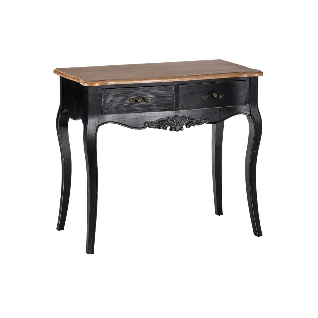 Console 2 tiroirs Noir et Bois - DIEGO | Leroy Merlin