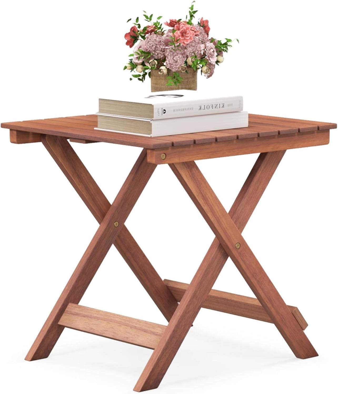 Table d’Appoint Pliante Extérieure en Bois Charge 75KG, Table Basse de ...