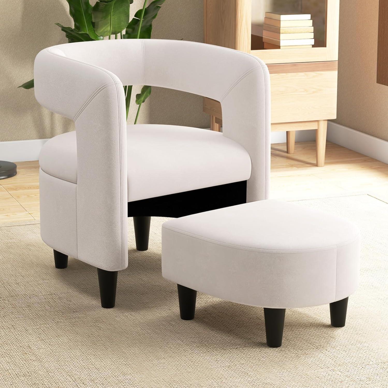 Fauteuil de Salon en Velours avec Repose-Pieds, Fauteuil Rembourré en ...