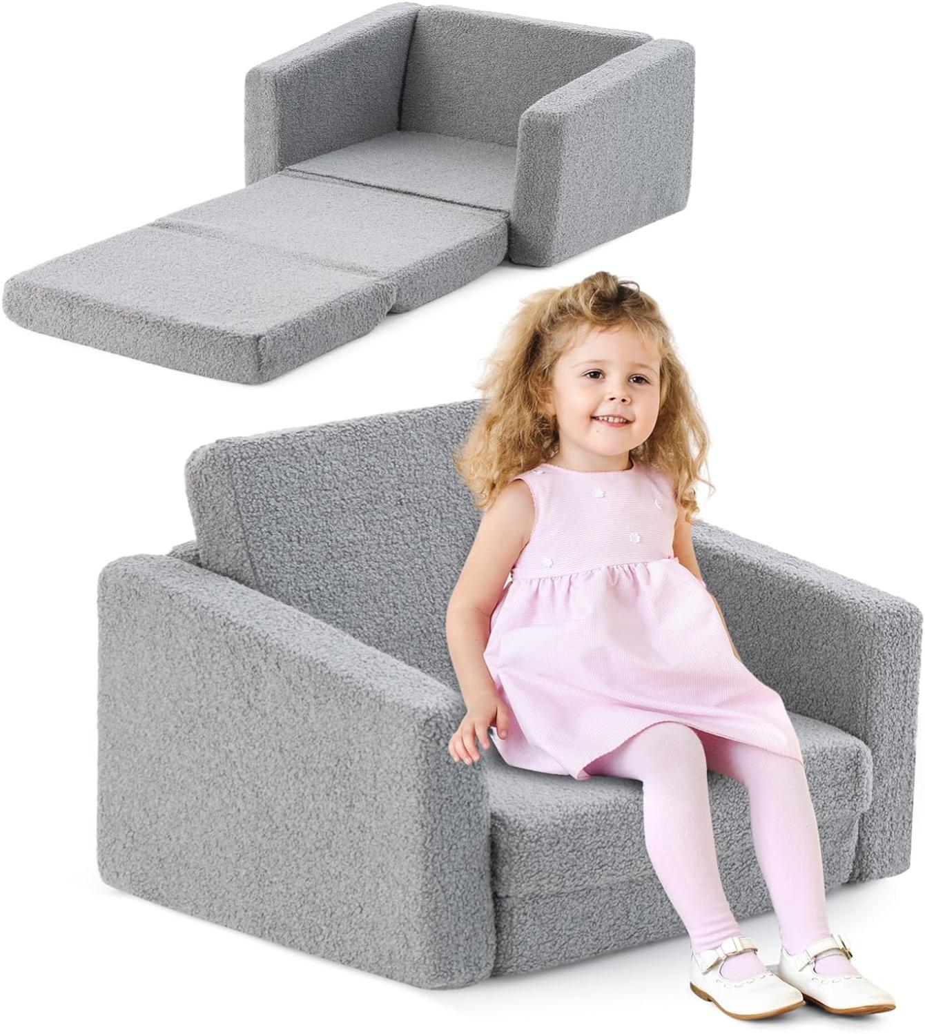 2 en 1 Canapé-lit Enfant en Polaire Teddy avec Conception Ergonomique ...