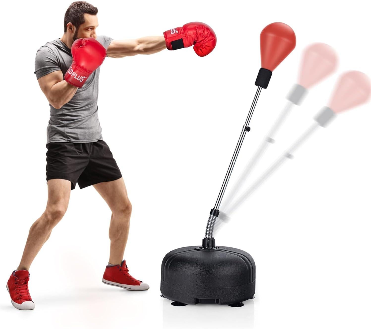 Punching Ball sur Pied Réglable en Hauteur 140-158 cm avec Gants Sac de ...